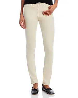Ag Prima Mid Rise Sateen Cigarette Jeans - Cream Froth