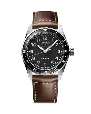 LONGINES Spirit Zulu Time Watch, 39mm - Black/brown