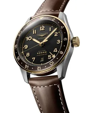 LONGINES Spirit Zulu Time 42mm Watch - Black/brown