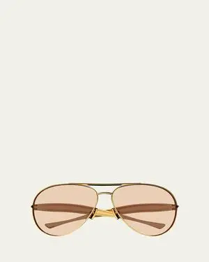 Bottega Veneta Bottega Veneta Metal Aviator Sunglasses Shiny Gold