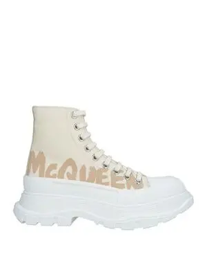 Alexander McQueen MCQUEEN Textile Fibers Ankle Boots Beige