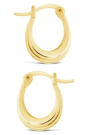 Sterling Forever Ripple Hoop Earrings - Gold