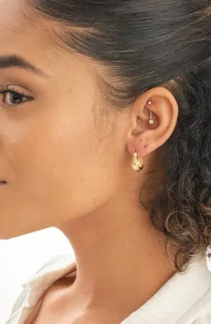 Sterling Forever Ripple Hoop Earrings - Gold