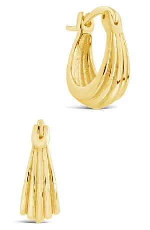 Sterling Forever Ripple Hoop Earrings - Gold