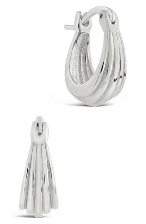 Sterling Forever Sterling Forever Ripple Hoop Earrings Silver