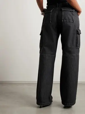 Coperni High-rise Wide-leg Cargo Jeans - Black