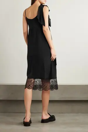 Simone Rocha Lace-trimmed Draped Crepe Midi Dress