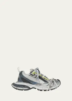 Balenciaga Men's 3XL Mesh Runner Sneakers - White/blue/yellow