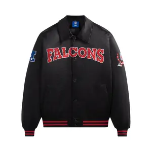 Kith For The Nfl: Falcons Satin Bomber Jacket - Black