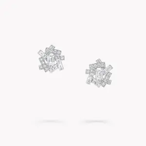 Graff Threads Emerald Cut Diamond Stud Earrings - White Gold