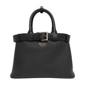 Prada Prada Buckle Leather Handbag - Black