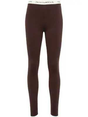 SPORTY & RICH Logo-waistband Knitted Leggings - Brown