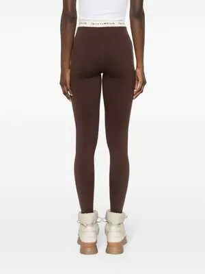 SPORTY & RICH Logo-waistband Knitted Leggings - Brown
