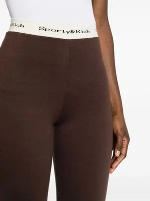 SPORTY & RICH Logo-waistband Knitted Leggings - Brown