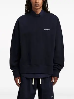 Palm Angels Logo-print Cotton Sweatshirt - Blue