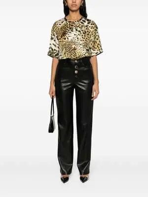 Roberto Cavalli Leopard-print Silk Blouse