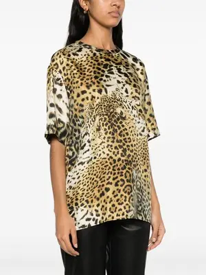 Roberto Cavalli Leopard-print Silk Blouse