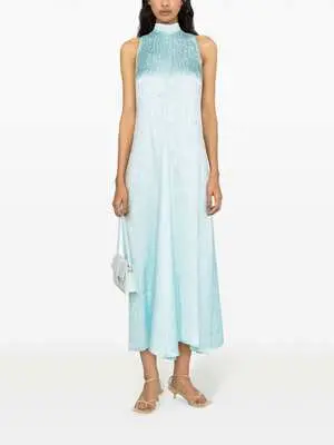 FORTE_FORTE Check-jacquard Midi Dress With Attached Scarf