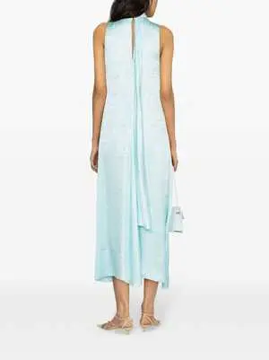 FORTE_FORTE Check-jacquard Midi Dress With Attached Scarf