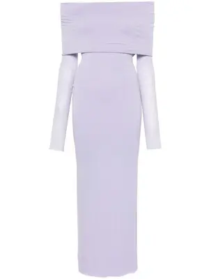 MANURI Off-shoulder Fine-knit Dress - Purple