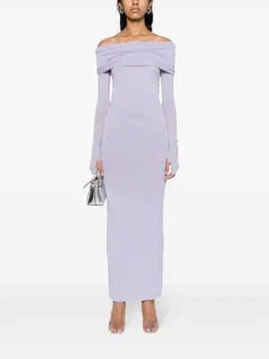 MANURI Off-shoulder Fine-knit Dress - Purple