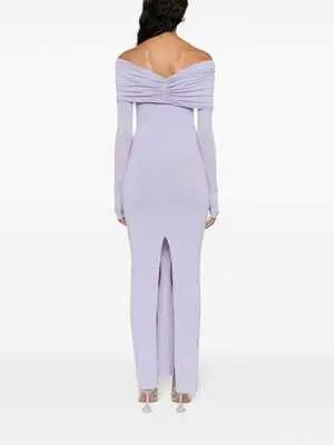 MANURI Off-shoulder Fine-knit Dress - Purple