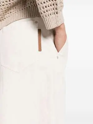 Brunello Cucinelli Asymmetric Denim Midi Skirt