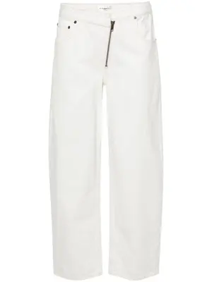 FRAME Angled Zipper Tapered-leg Jeans - White