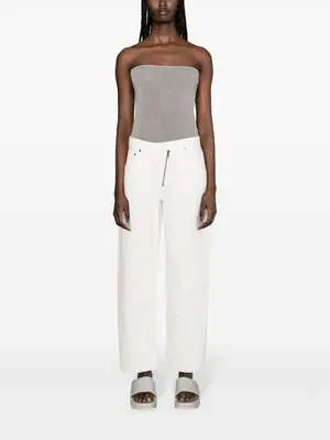 FRAME Angled Zipper Tapered-leg Jeans