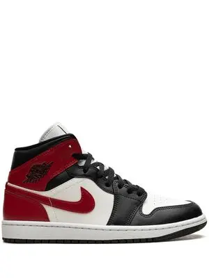 JORDAN Air 1 Mid Black Toe Sneakers - White
