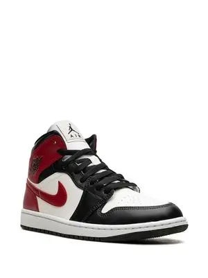 JORDAN Air 1 Mid Black Toe Sneakers - White