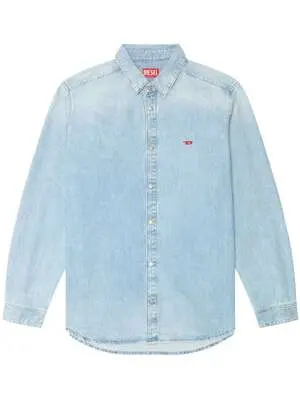 DIESEL® D-simply Logo-embroidered Denim Shirt - Blue