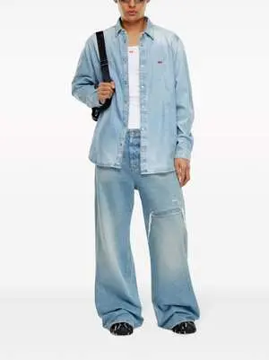 DIESEL® D-simply Logo-embroidered Denim Shirt - Blue
