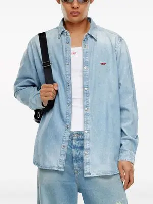 DIESEL® D-simply Logo-embroidered Denim Shirt - Blue