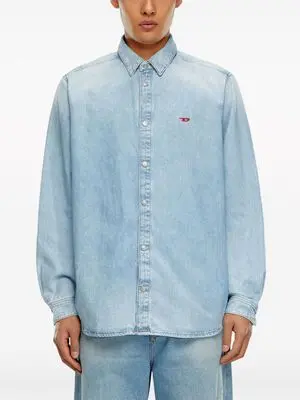 DIESEL® D-simply Logo-embroidered Denim Shirt - Blue
