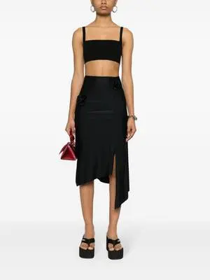 Coperni Floral-appliqué Asymmetric Midi Skirt - Black