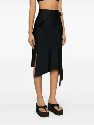 Coperni Floral-appliqué Asymmetric Midi Skirt - Black