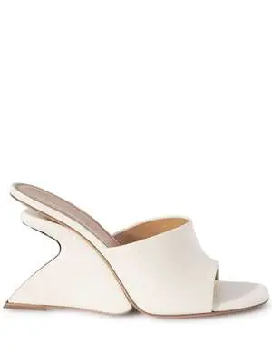 Off-White Jug Leather Wedge Heel Mules - White