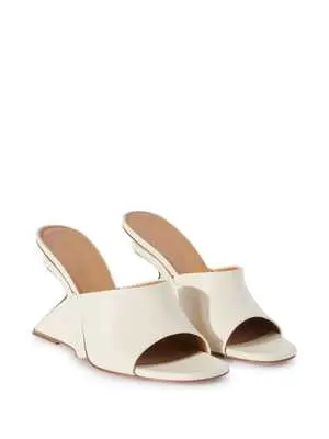 Off-White Jug Leather Wedge Heel Mules - White
