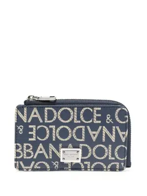 Dolce & Gabbana Jacquard-logo Motif Cardholder - Blue