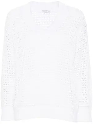 Brunello Cucinelli Sequin Embellished Knit Jumper - White