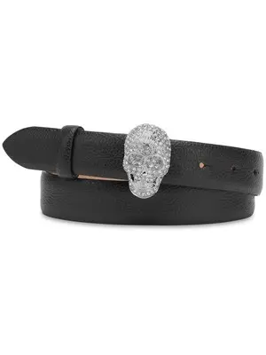 Philipp Plein Skull Leather Belt - Black
