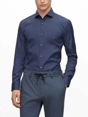BOSS Spread-collar Poplin Shirt