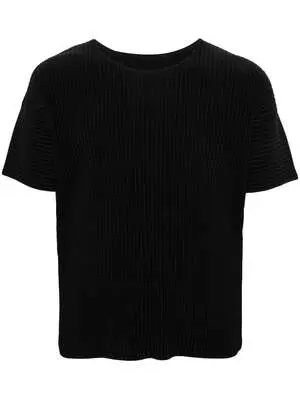Issey Miyake Basic Plissé Round-neck T-shirt - Black