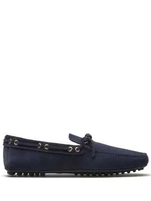 Car Shoe Bow-detail Suede Driving Shoes - Blue