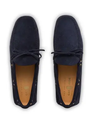Car Shoe Bow-detail Suede Driving Shoes - Blue