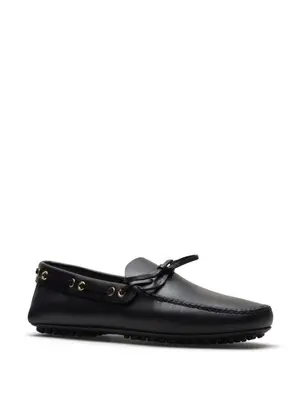 Car Shoe Bow-detail Driving Shoes - Black