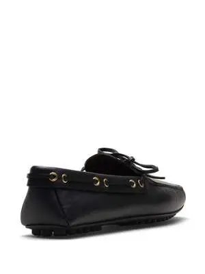 Car Shoe Bow-detail Driving Shoes - Black