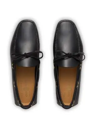 Car Shoe Bow-detail Driving Shoes - Black