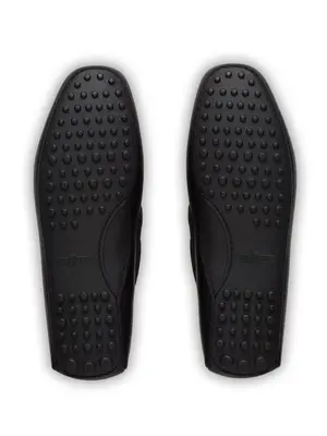Car Shoe Bow-detail Driving Shoes - Black